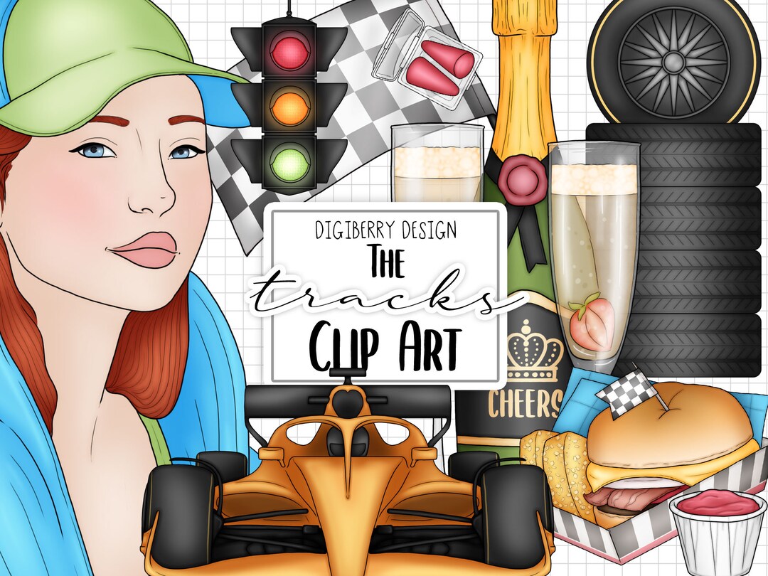 The Tracks Race Car Driving Planner Hand Drawn Graphics Clip Art ...