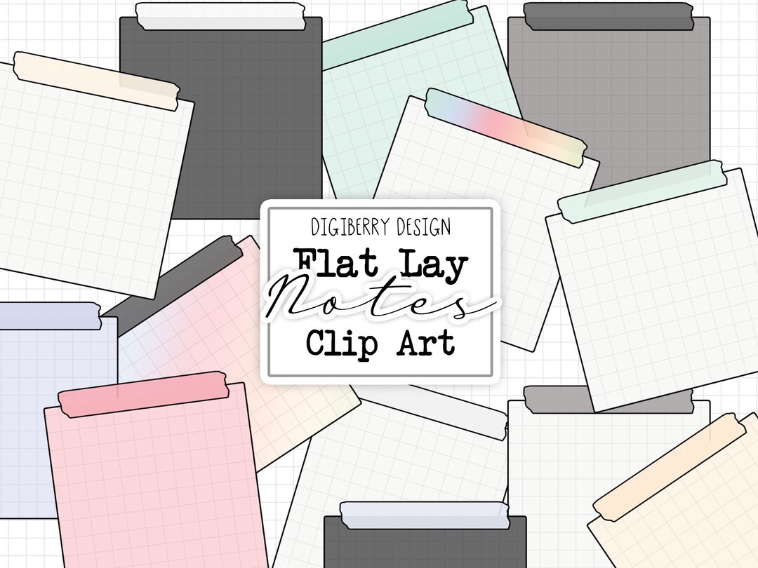 Flat Lay Sticky Notes Hand Drawn Clip Art Digital - Etsy