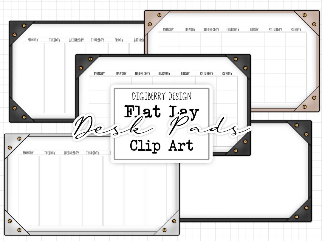 Flat Lay Desk Pads Hand Drawn Clip Art Digital Illustrations - Etsy
