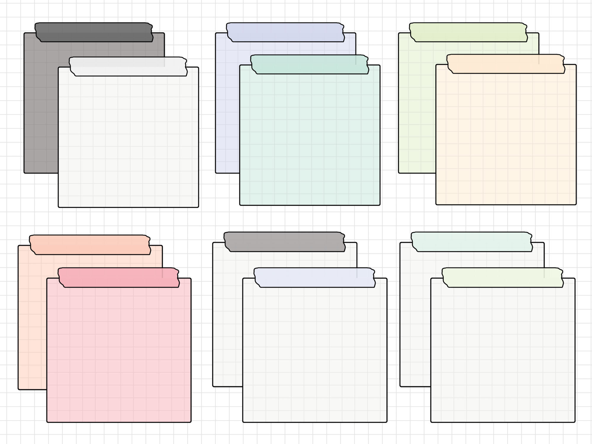 Flat Lay Sticky Notes Hand Drawn Clip Art Digital - Etsy