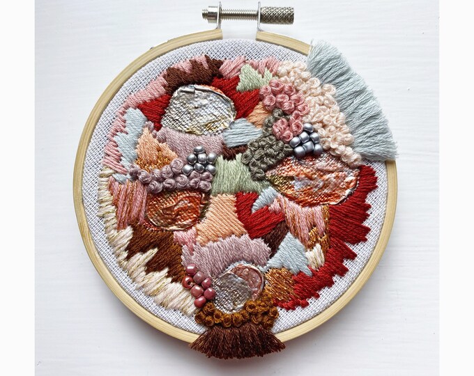 Embroidery Abstract Art, Hand Embroidery Wall Art, 3D Embroidery Hoop ...