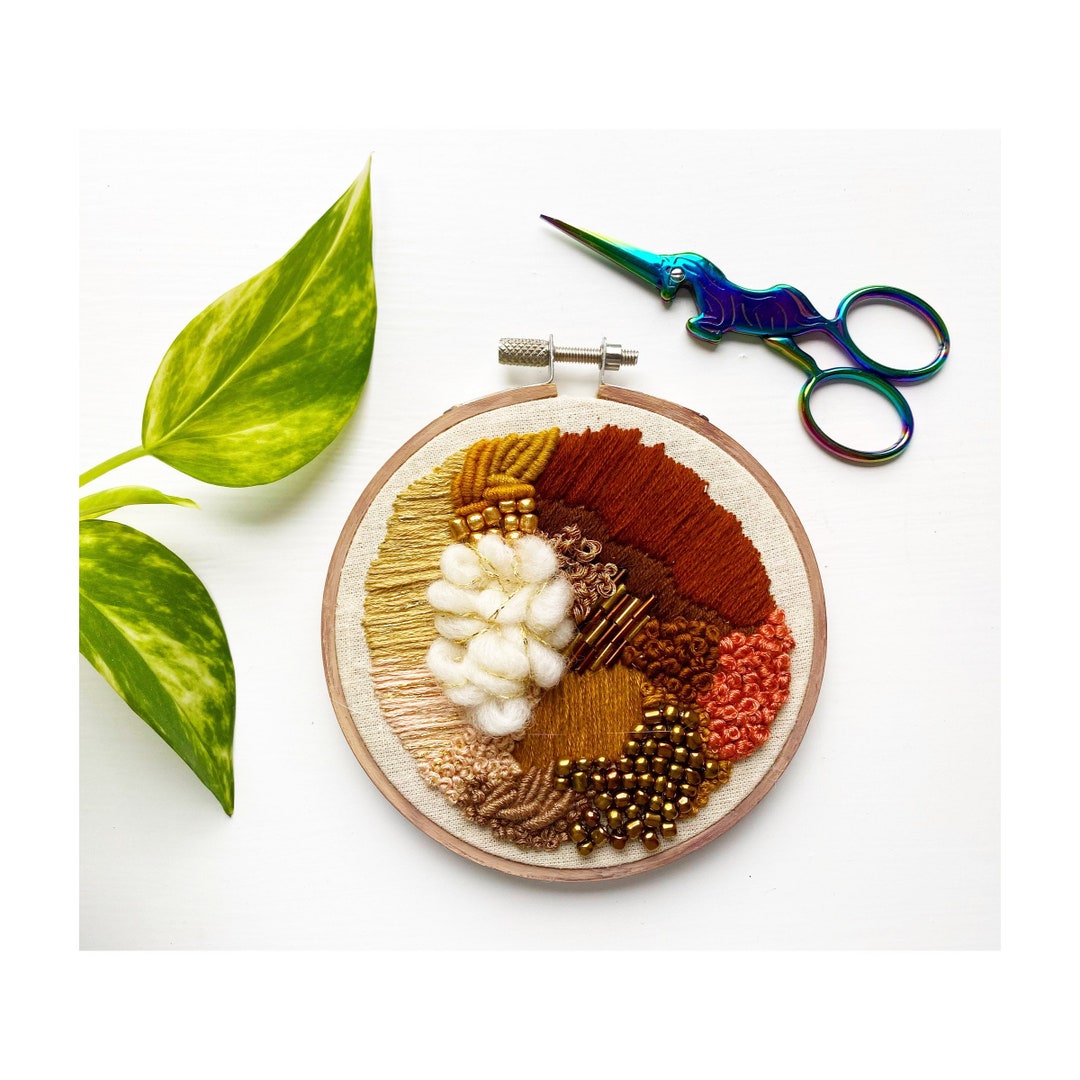 Embroidery Abstract Art, Hand Embroidery Wall Art, 3D Embroidery Hoop ...