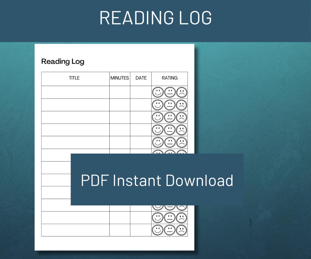 Reading Log- Printable, for Homeschool or Summer Reading, Digital File ...