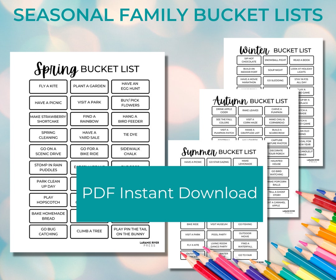 Seasonal Family Activity Bucket List Bundle- Printables for Spring ...