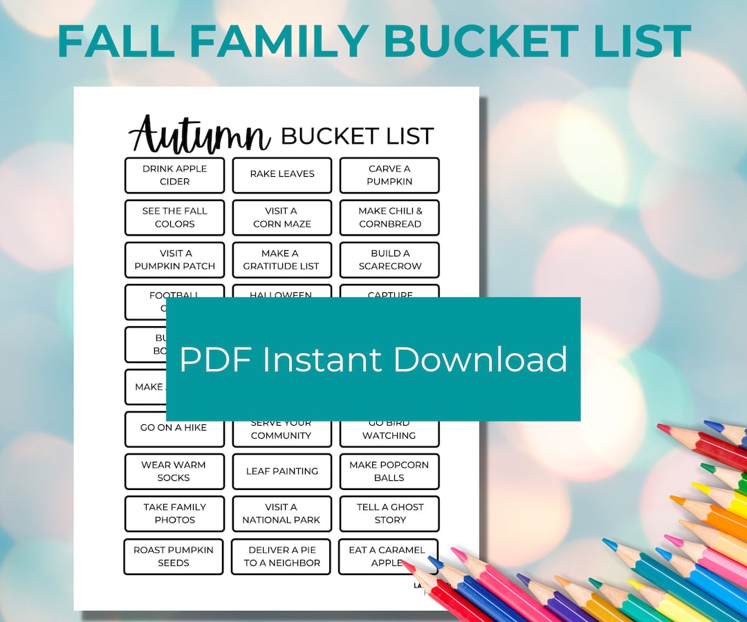 Fall Family Activity Bucket List- Printable - Etsy