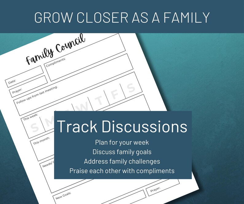 Family Council Meeting Agenda- Printable, for Family Meetings and ...
