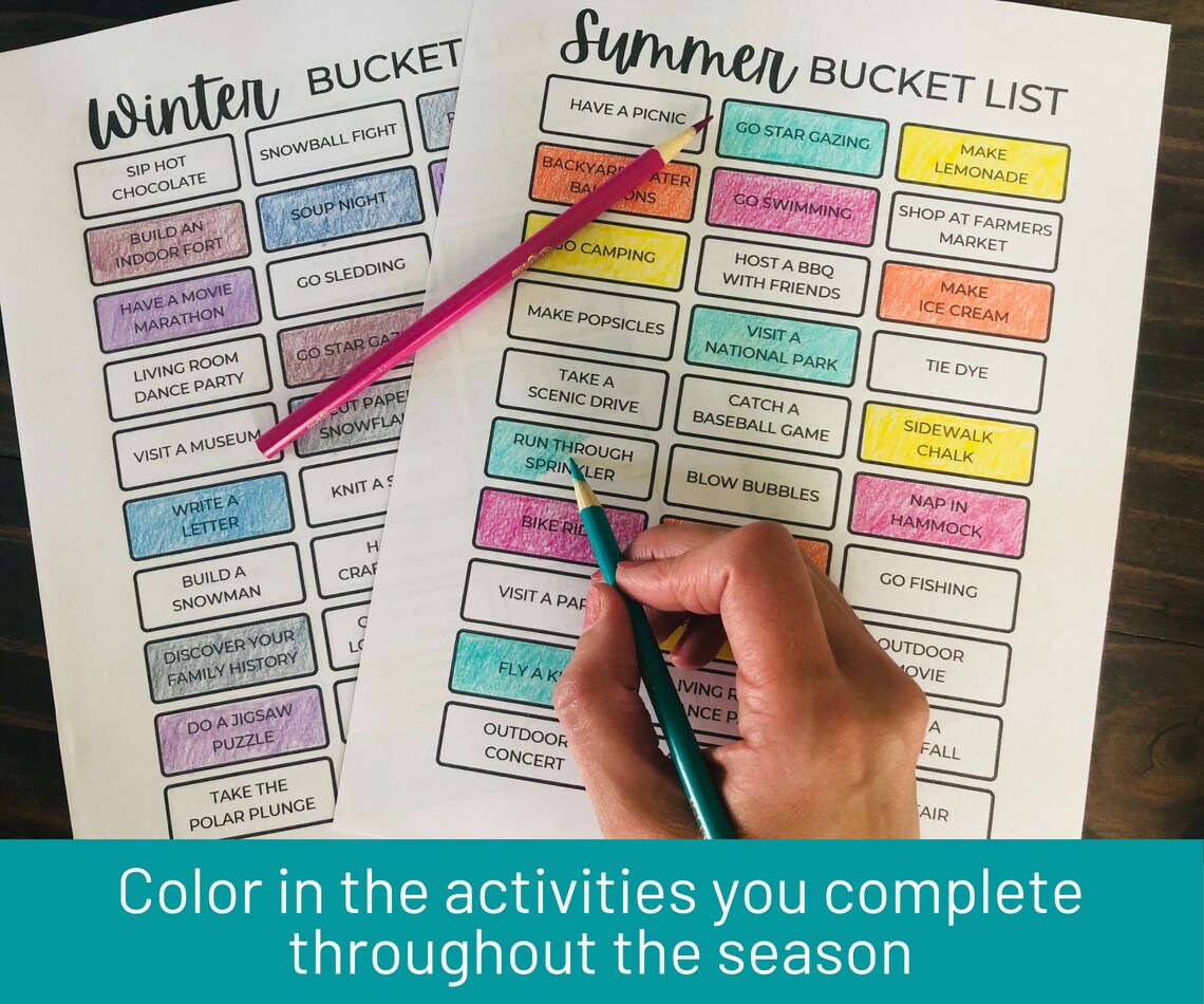 Seasonal Family Activity Bucket List Bundle Printables for - Etsy