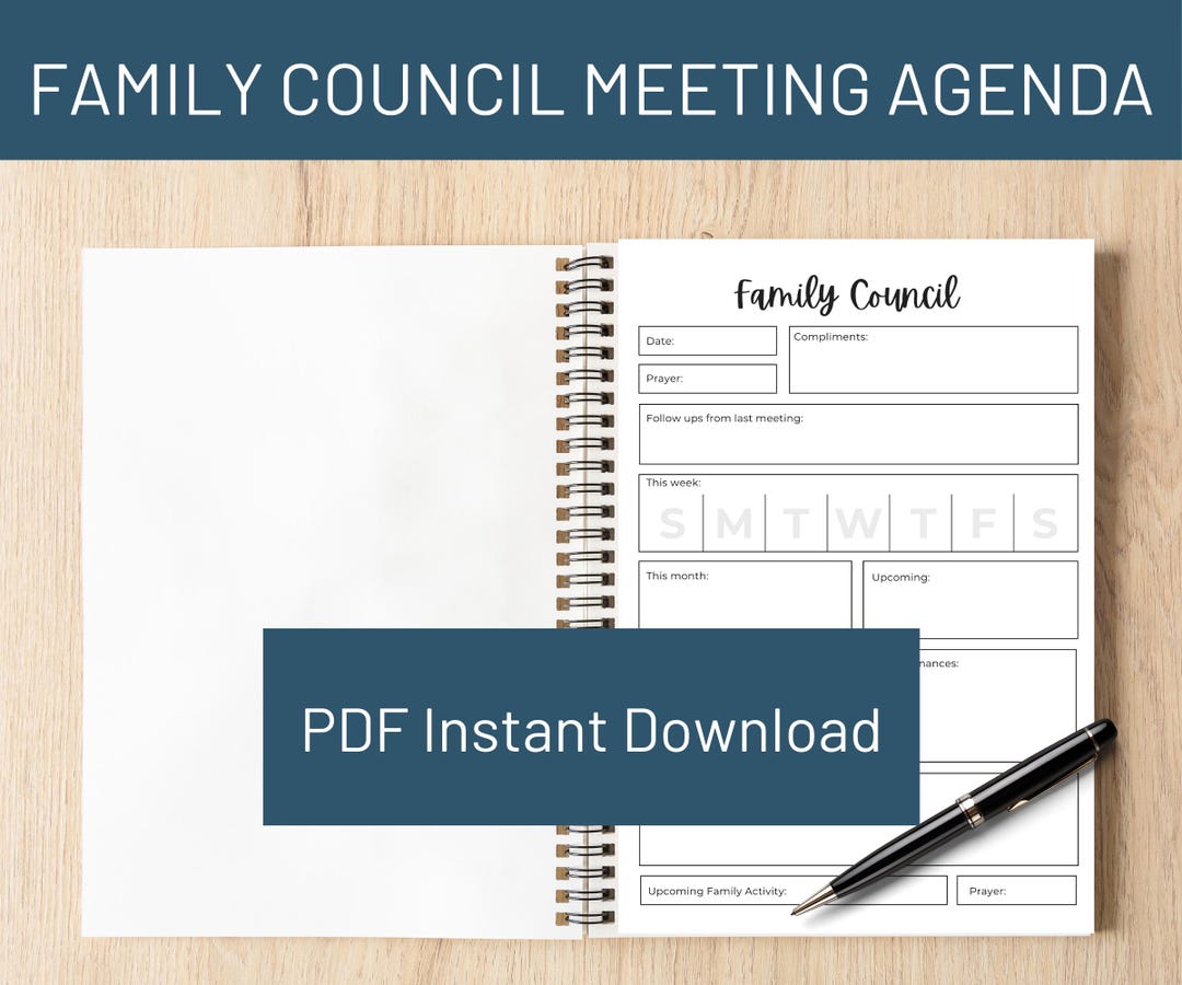 Family Council Meeting Agenda- Printable, for Family Meetings and ...