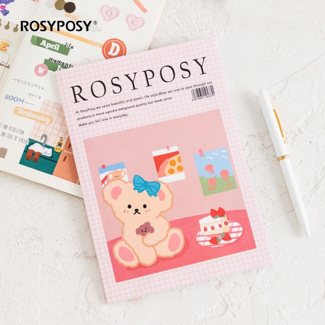 20 Sheets Rosy Posy Daily Life Sticker Book Cute Stickers | Etsy