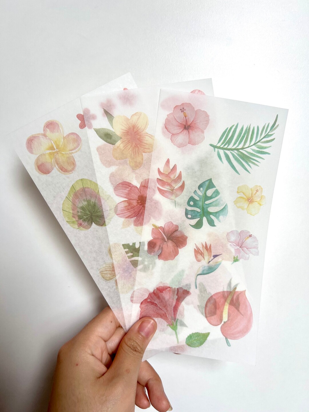3x Flower & Leaf Sticker Sheets | Washi Sticker Pack | Journal Supplies ...