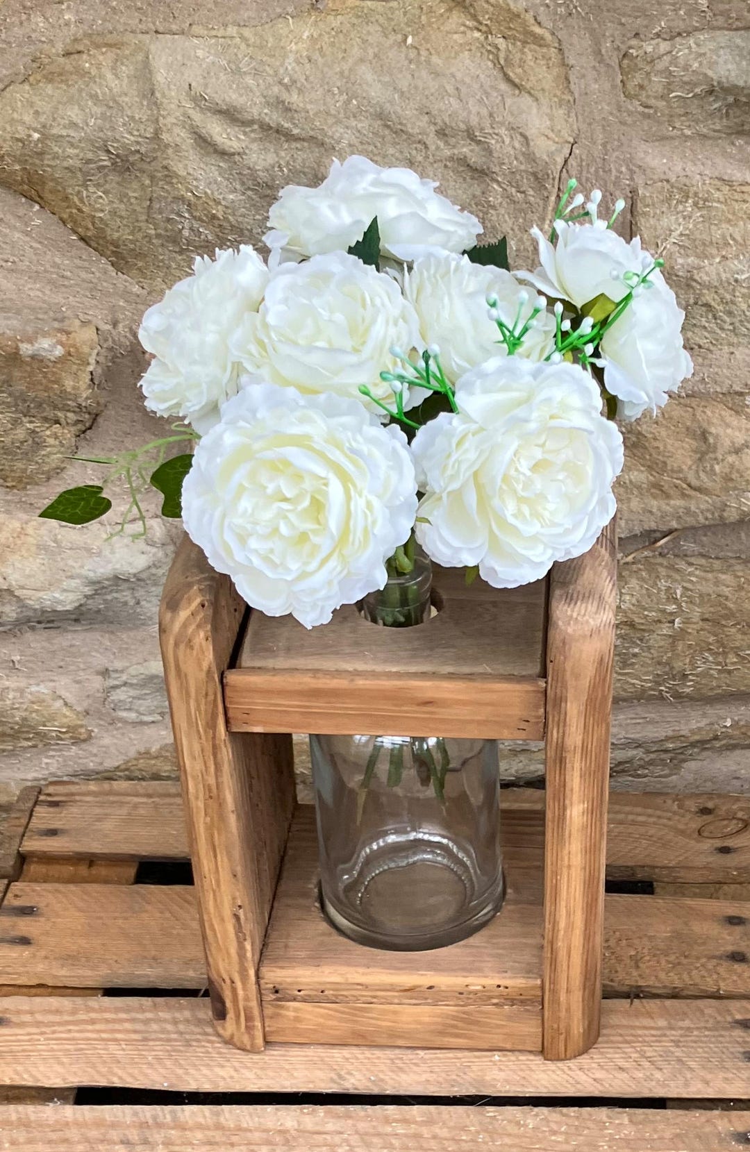 7 White Carnations With Gypsophili and Ivy Hand Tie - Etsy