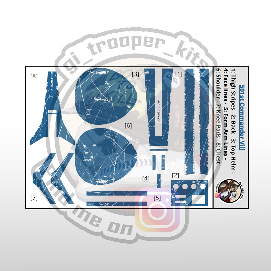 1/12 - 501st Commander Vill Waterslide Decal Sheet Star Wars Black ...