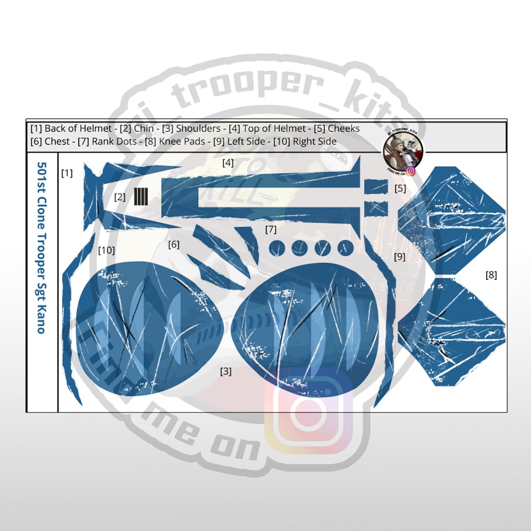 1/12 - Sergeant Kano Decal Sheet Star Wars Black Series Clone Trooper ...