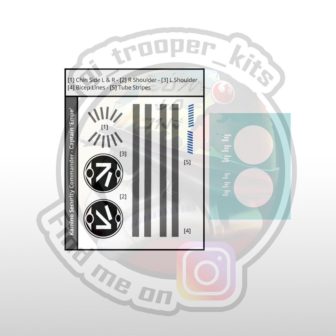 1/12 - Kamino Security Commander / Captain 'empe' Water Slide Decals - Etsy