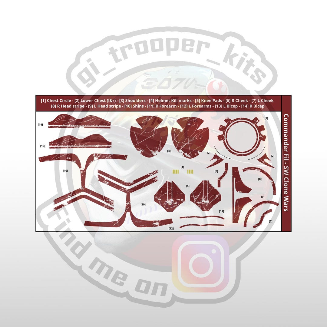 1/12 - Commander Fil Waterslide Decals SW Black Series - Etsy