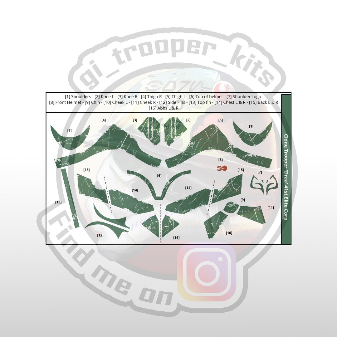 1/12 Clone Trooper 'draa' 41st Elite Corp Waterslide Decals - Etsy