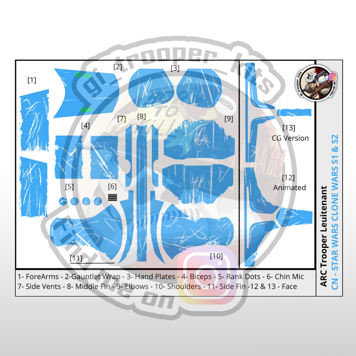 1/12 A.R.C Trooper Lieutenant Decal Sheet Star Wars Black - Etsy