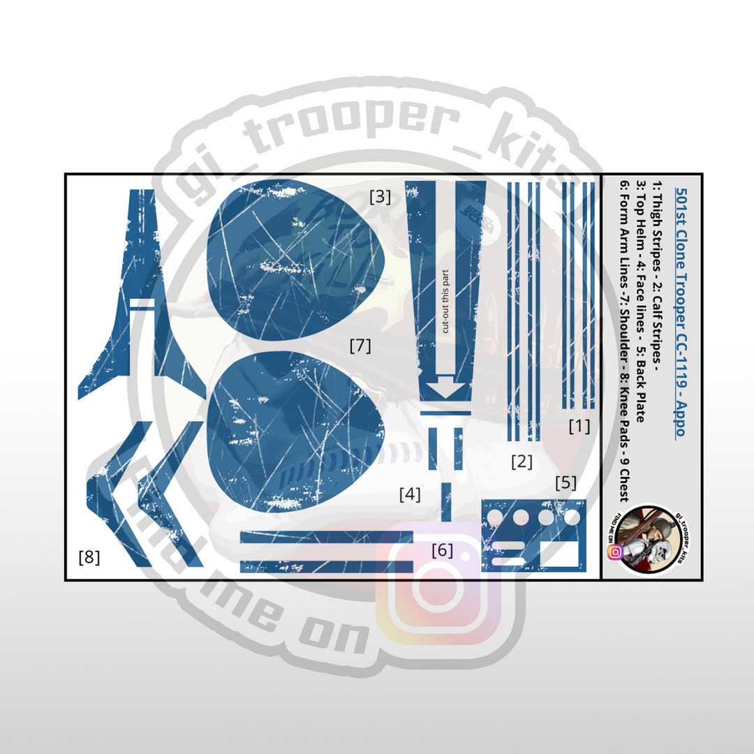 1/12 - CC-1119 Sgt 'appo' - Waterslide Decal Sheet Star Wars Black ...