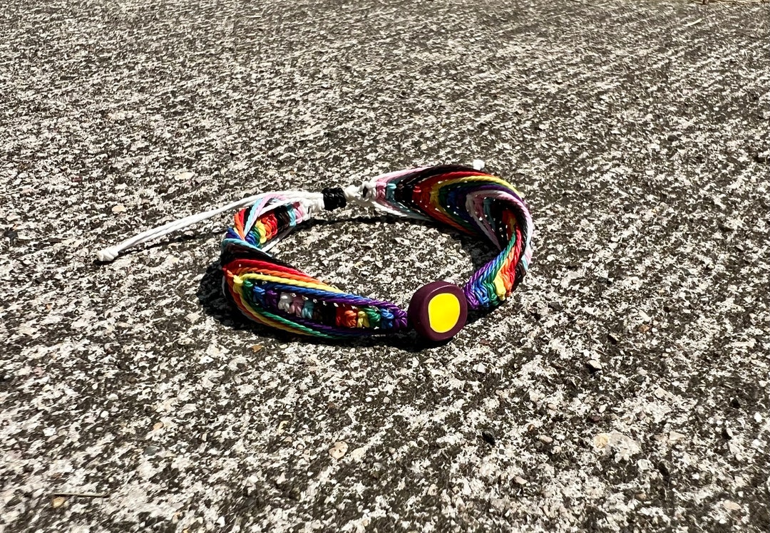 LGBTQA+ Progress Pride Square Knot Adjustable Bracelet - Etsy
