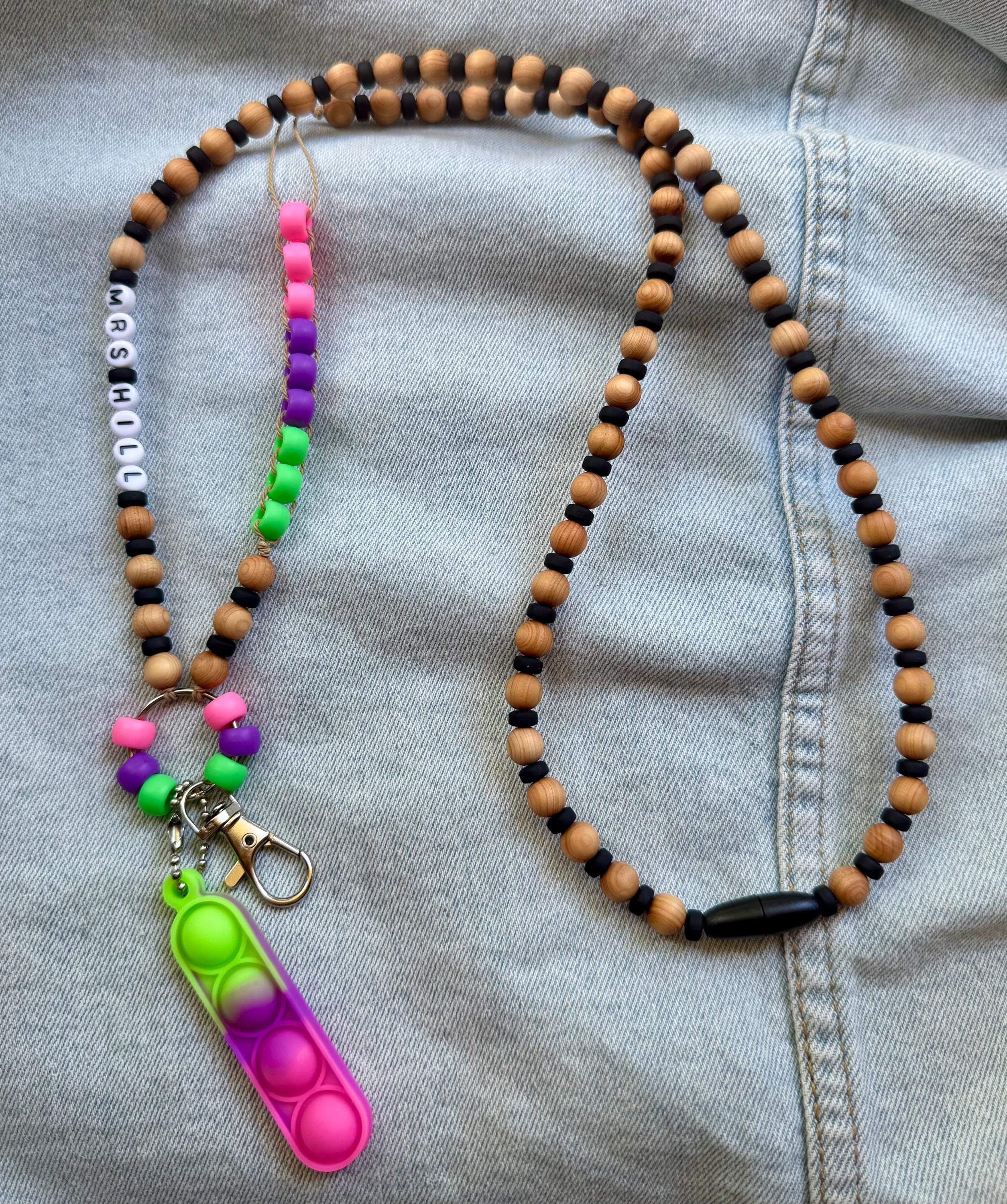 Sandalwood Lanyard Fidget: Anxiety Relief Sensory Tool, Customizable - Etsy