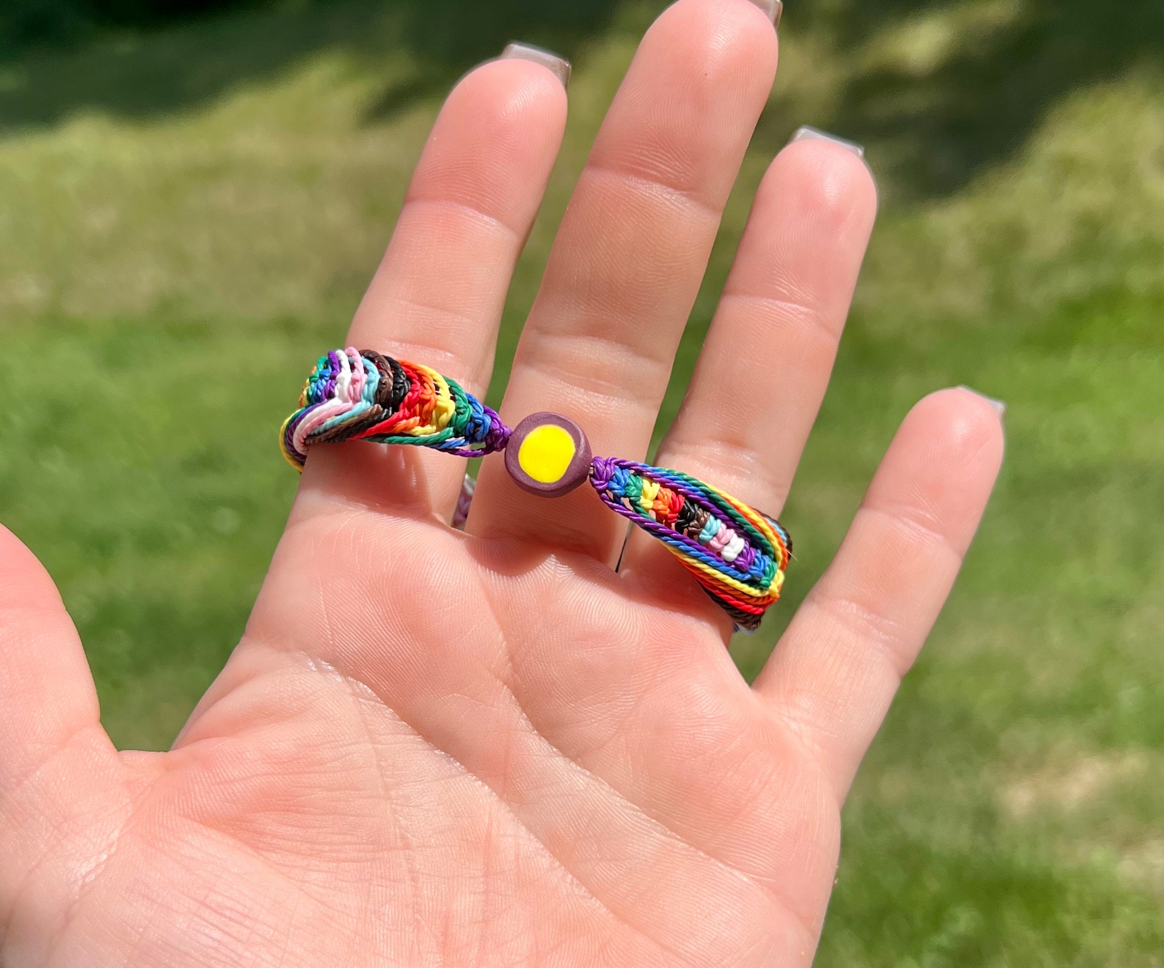 LGBTQA+ Progress Pride Square Knot Adjustable Bracelet - Etsy