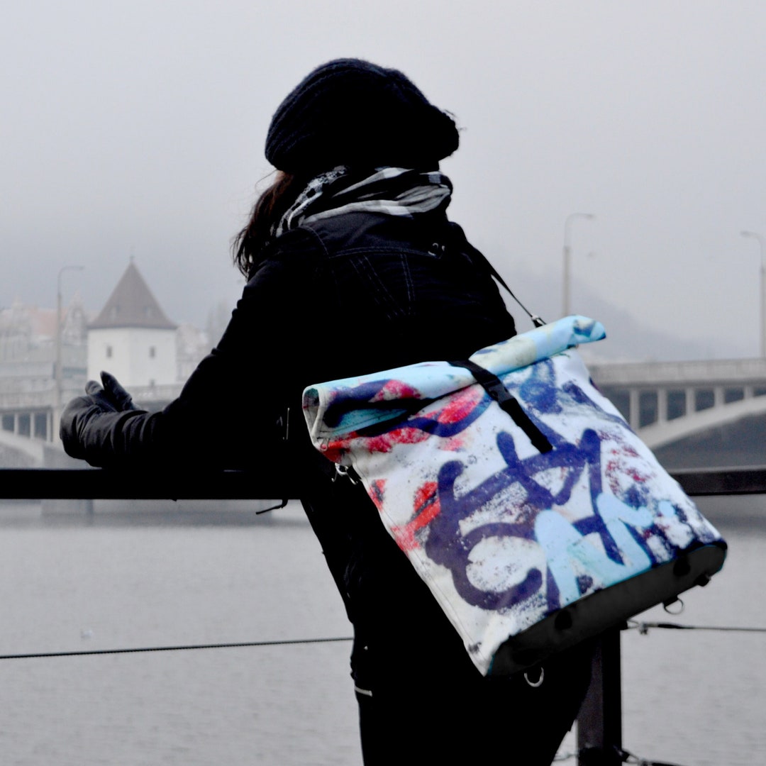 GRAFFITI Rolltop Backpack 'n' Crossbody Bag 2in1 - Etsy