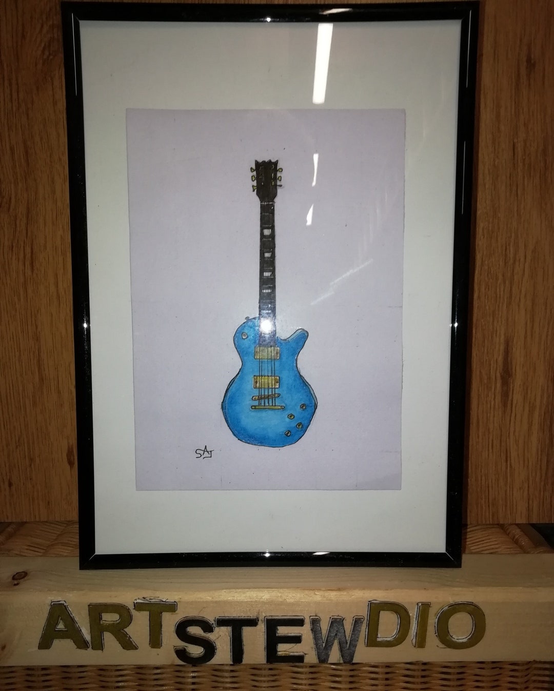 Blue Guitar - Original Water Colour - Etsy