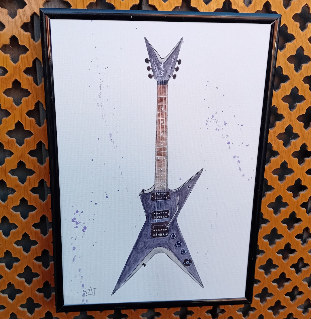 Washburn Stealth Guitar - Original Water Colour - Etsy