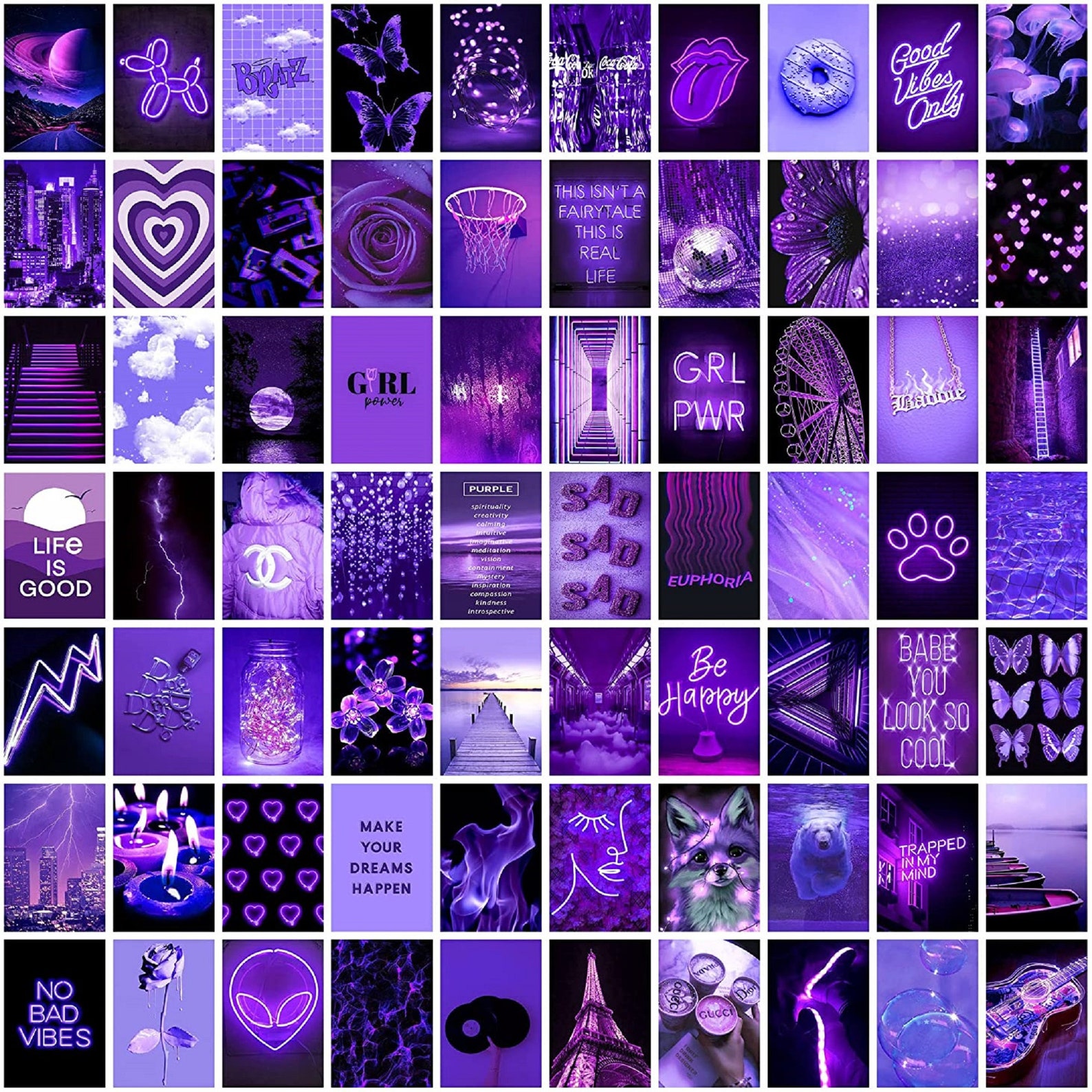 Purple Wall Collage Kit Aesthetic Pictures Room Decor For Bedroom