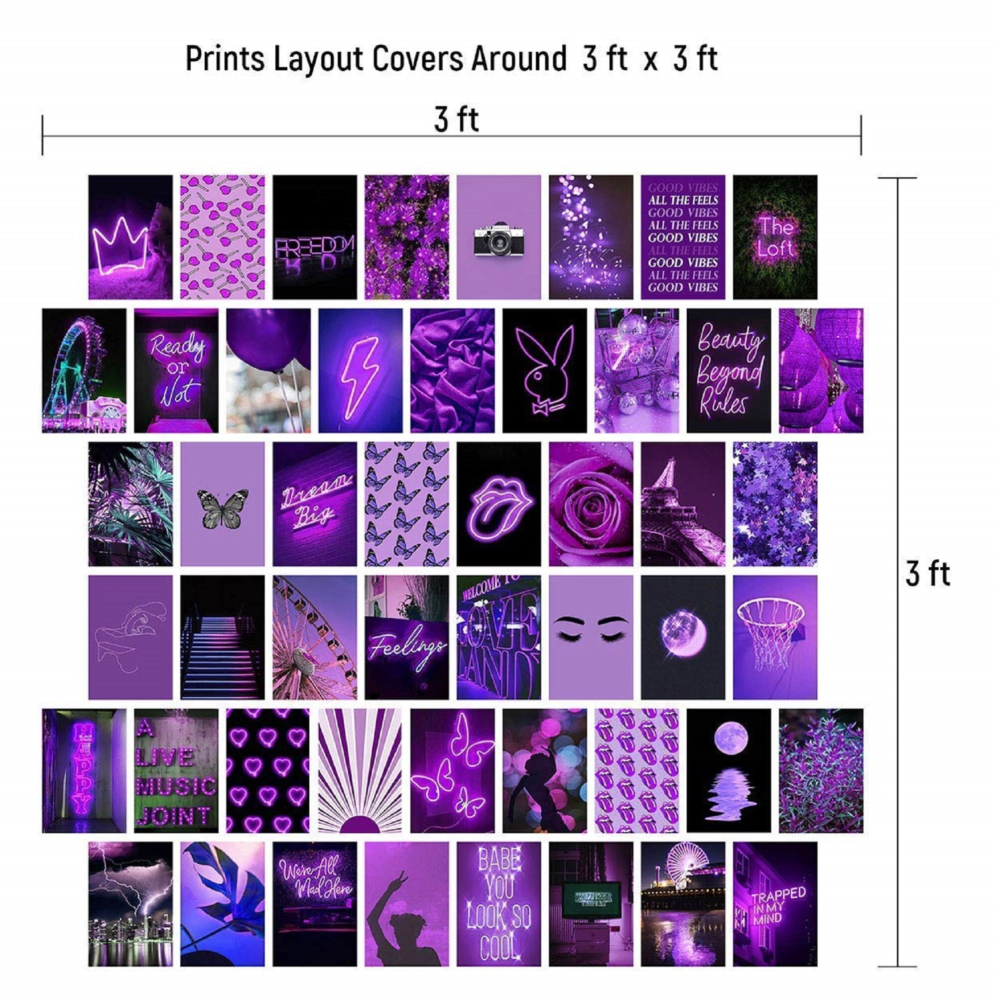 Purple Wall Collage Kit Aesthetic Pictures, Bedroom Decor for Teen ...