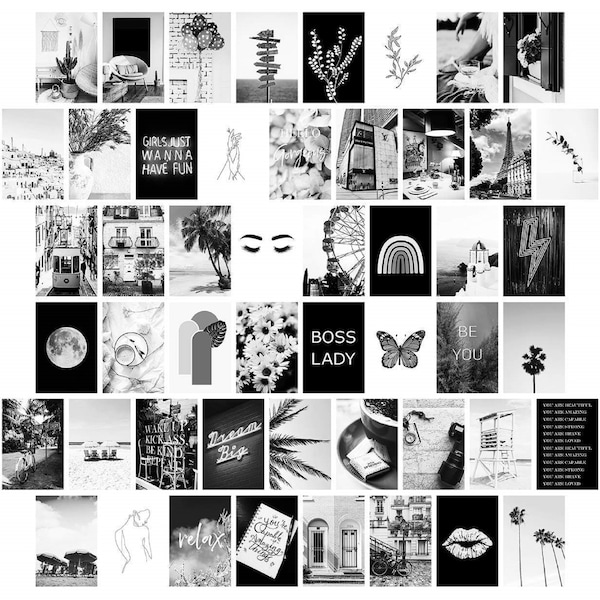 Wall Collage Kit Black and White - Etsy