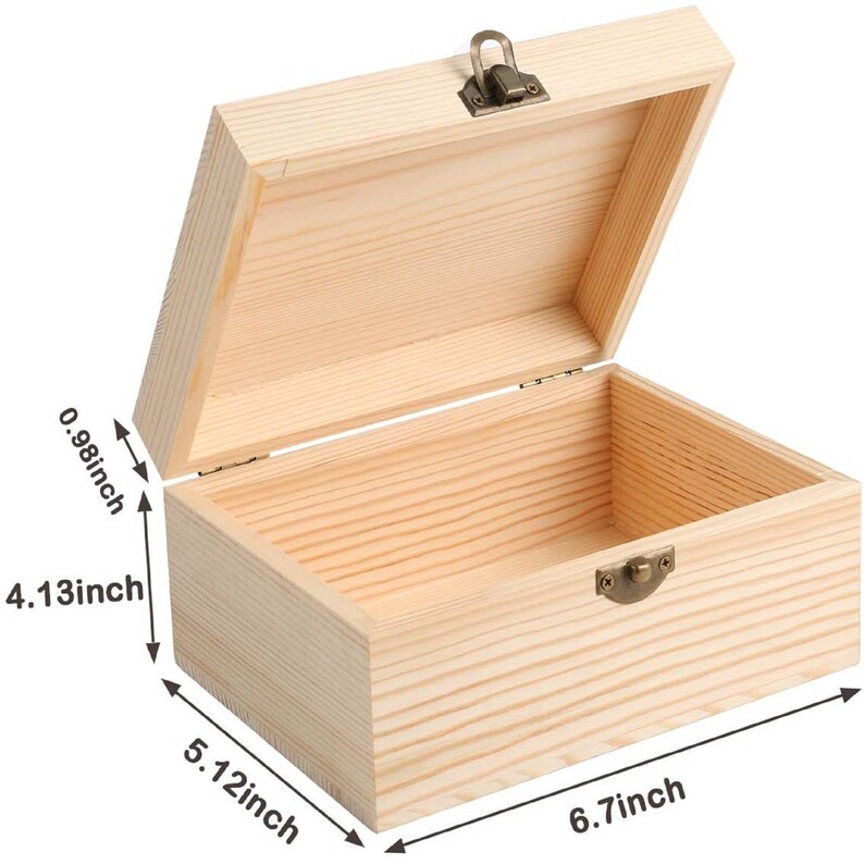 Wooden Chest Box-small Wooden Box, 6.7 X 5.1 X 3.1 Inch Natural Pine ...