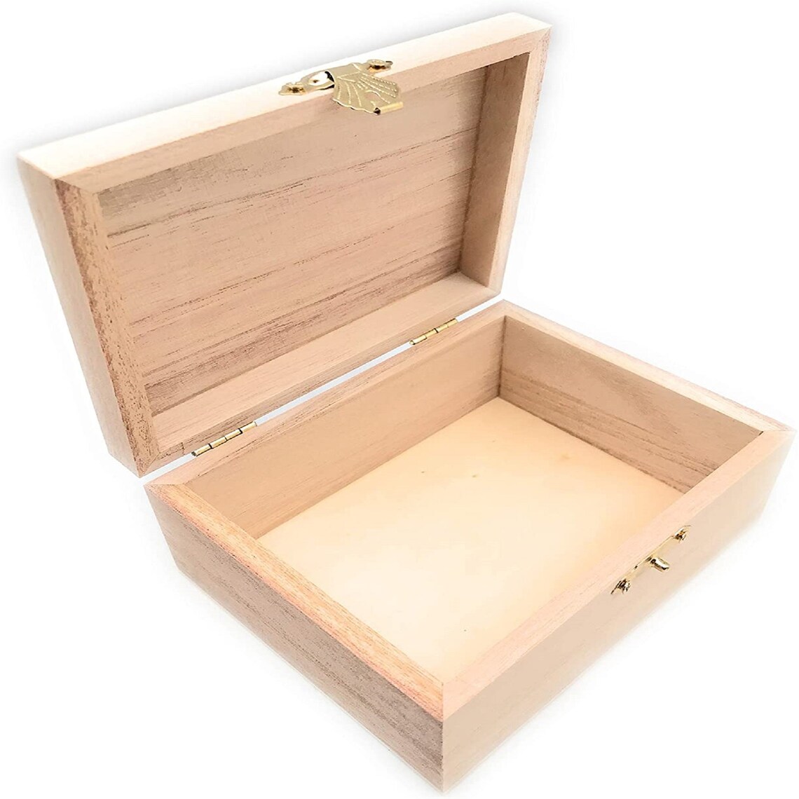 Wooden Chest-natural 12 Piece Rectangle Unfinished Wood Box DIY Craft ...