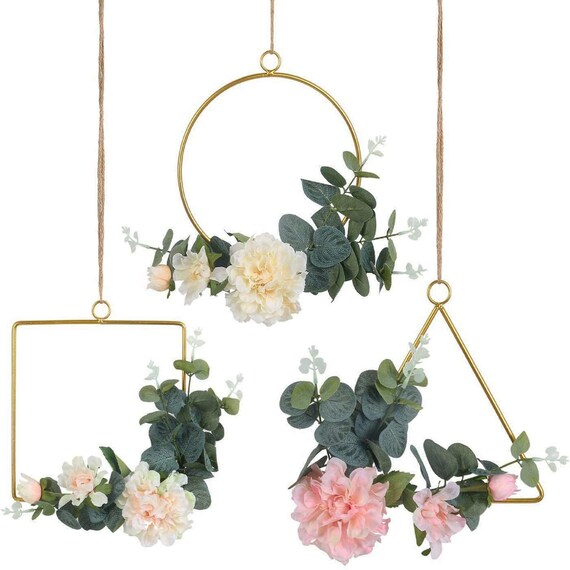 Floral Hoop Wreath Set of 3 Artificial Peony Flower and | Etsy