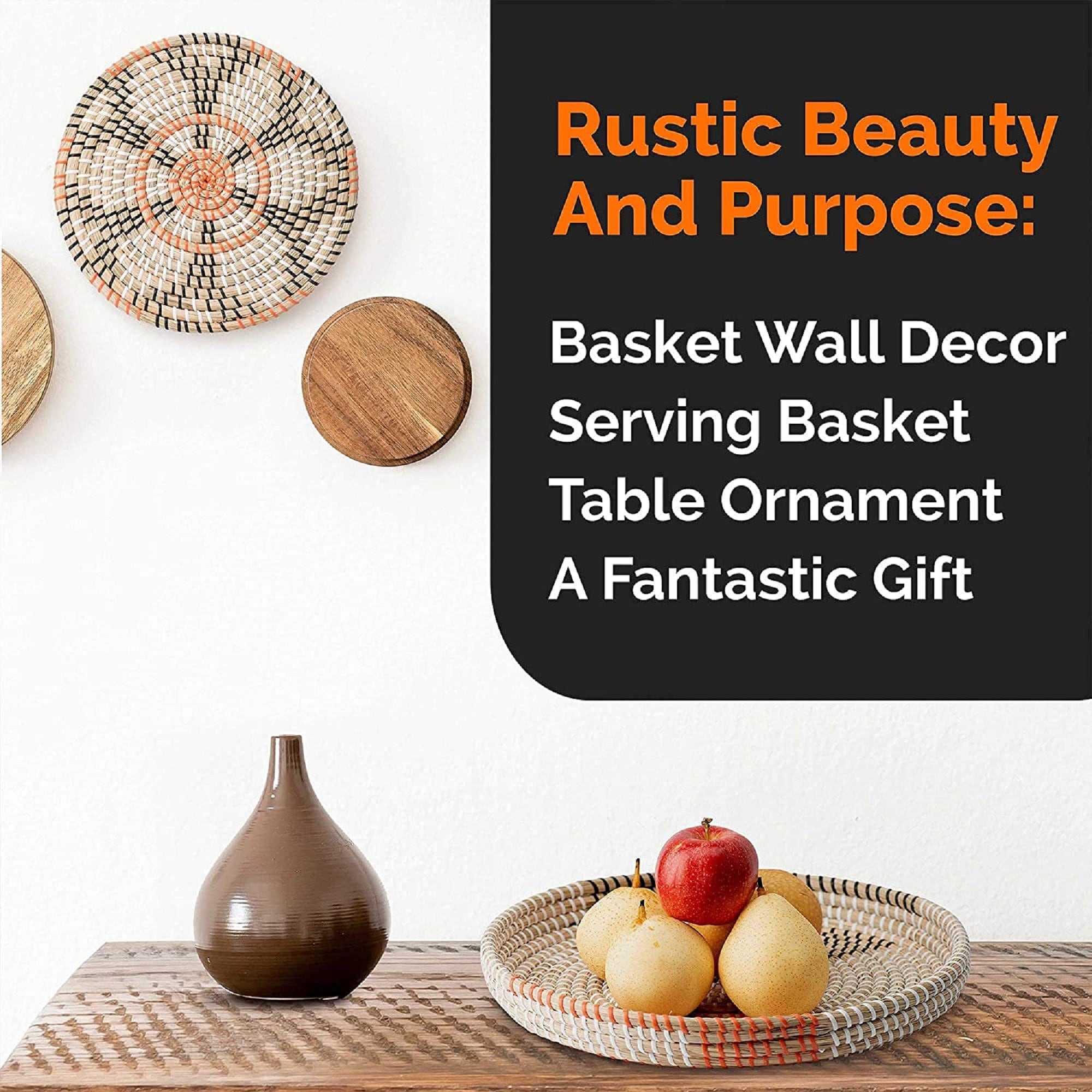 Wall Basket Set-basket Wall Decor Seagrass Baskets 2-piece Set Includes ...