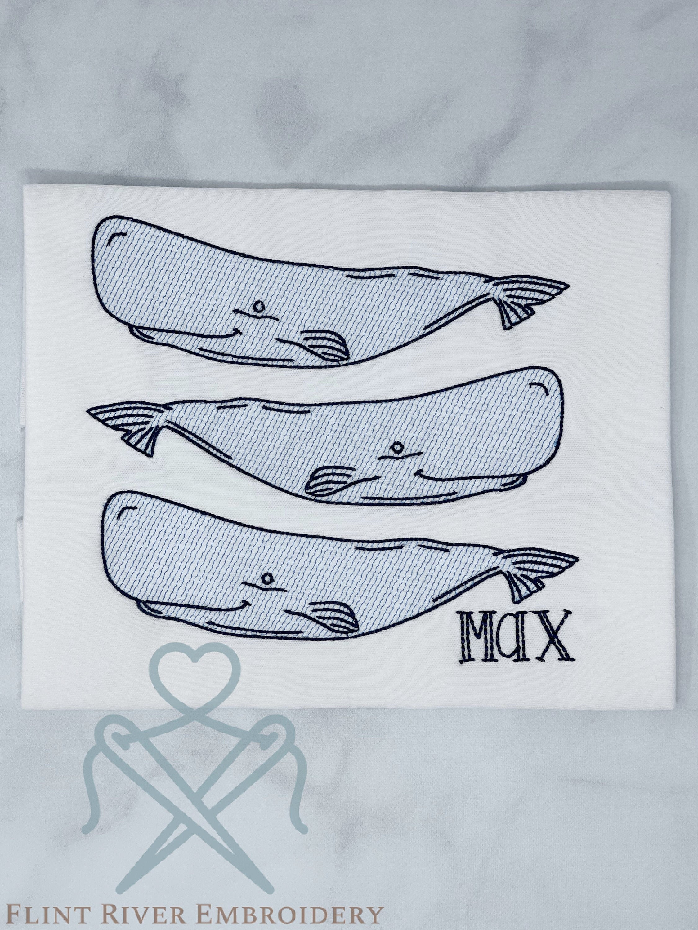 Beluga Whale Trio Sketch Stitch Style Embroidered Personalized | Etsy