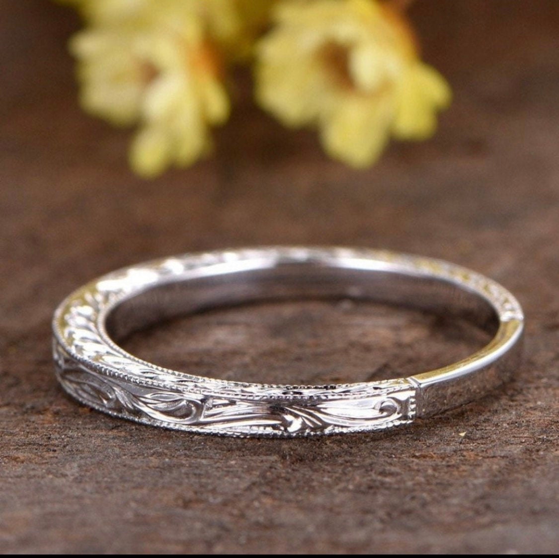 Filigree Ringfloral Engraving Bandantique Wedding - Etsy