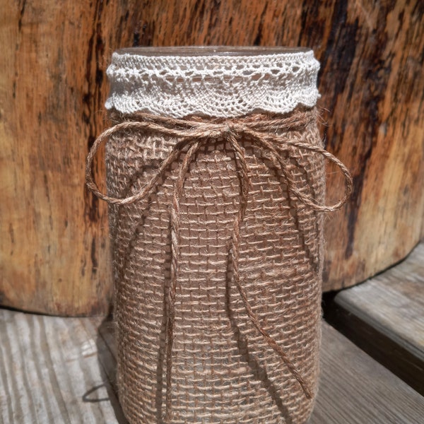 Burlap Mason Jars - Etsy