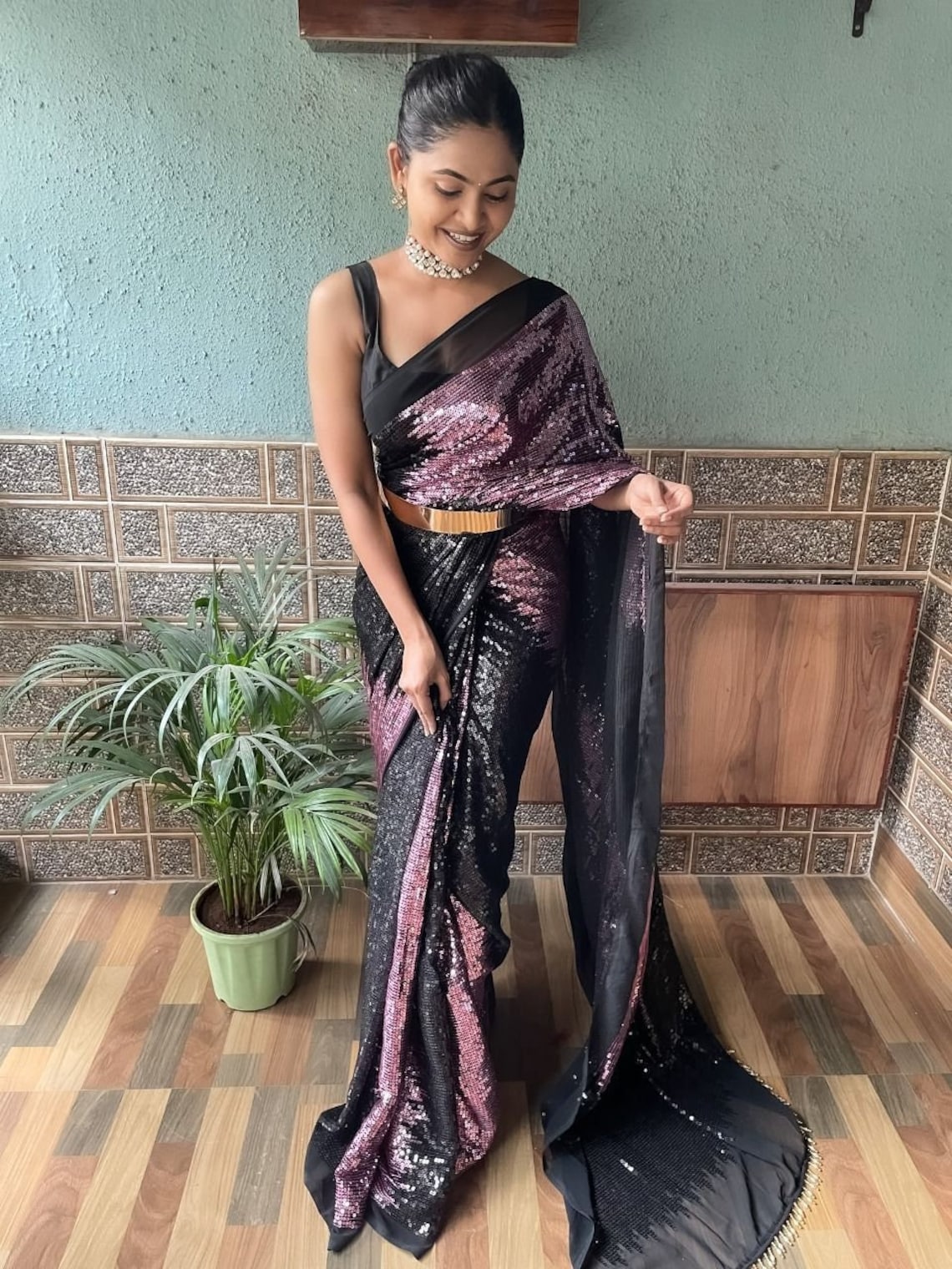 New Trendy Double Shaded Sequence Saree New Arrivals Party | Etsy