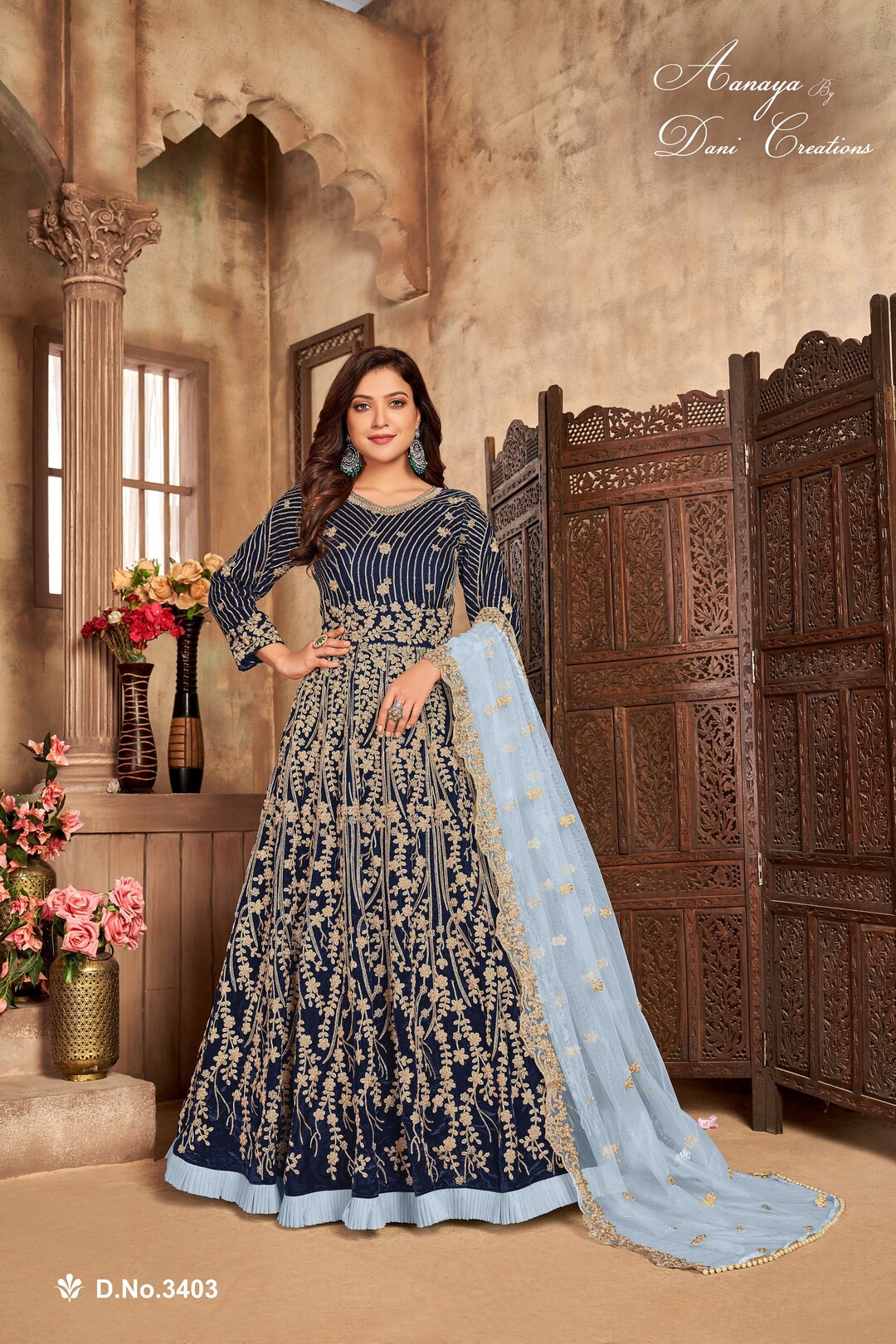 New Arrivals 9000 Velvet Anarkali Dress / Designer Dress / Bollywood ...