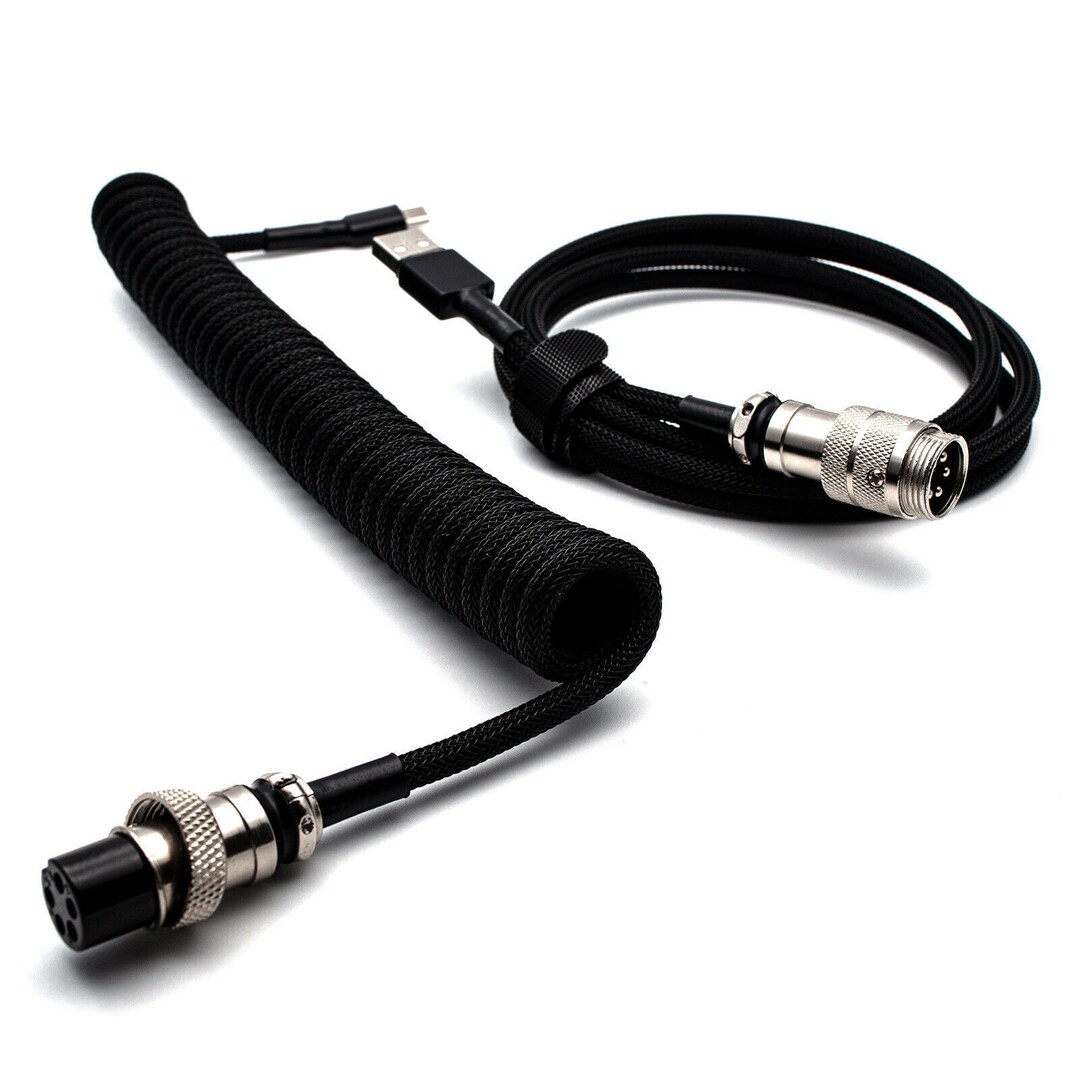 Custom Coiled Type-c Cable Split Black for Ducky Anne Pro Keyboard ...