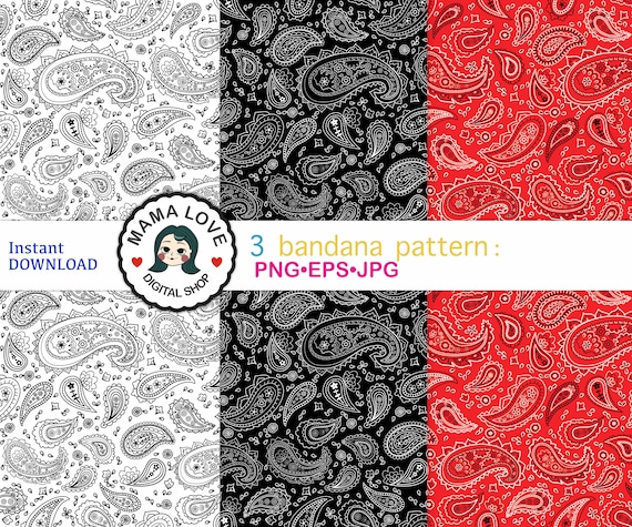 3 Beautiful Seamless Bandana Pattern 02 transparent - Etsy