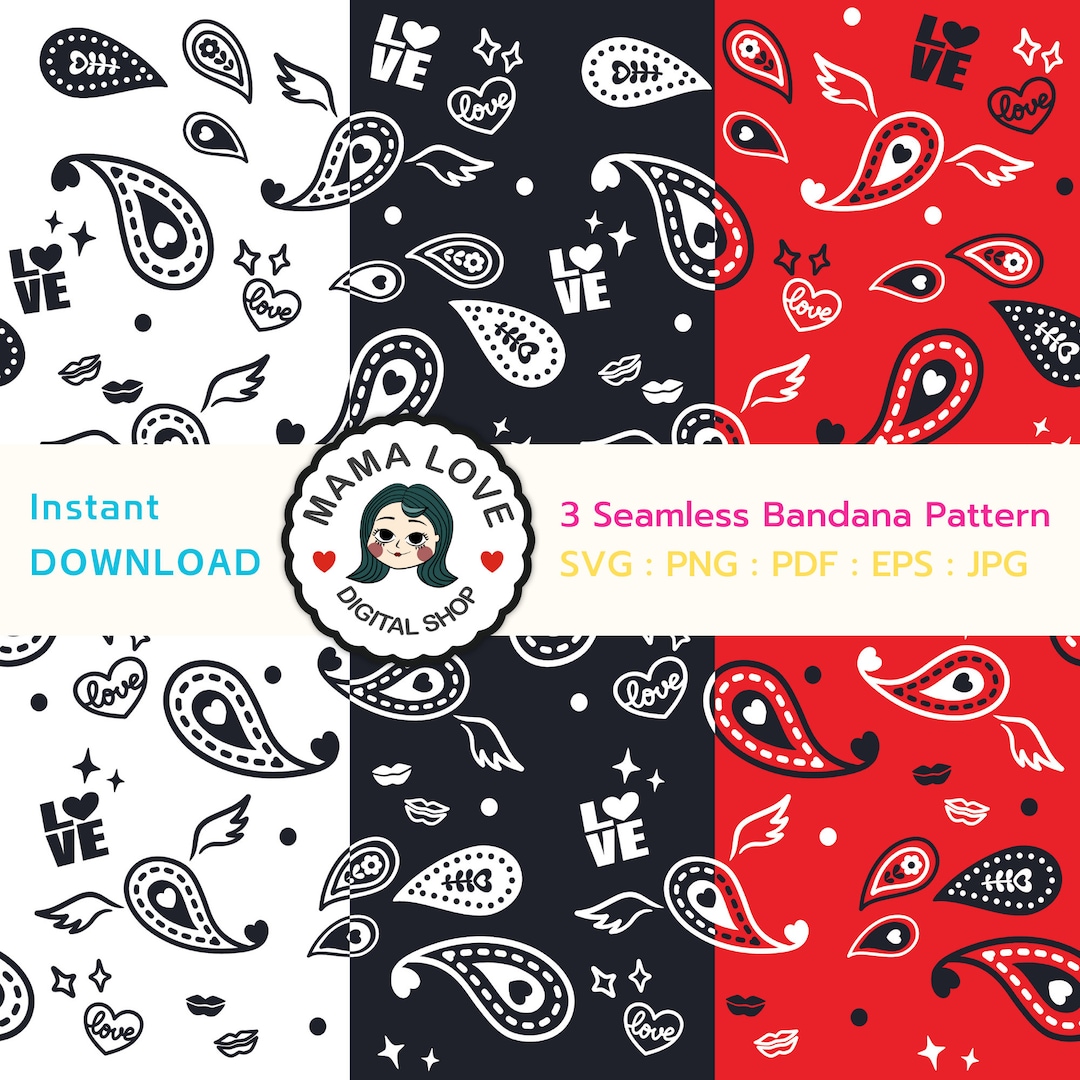 Bandana Print SVG/PNG ,love Bandana Fabric, Digital Files Download ...