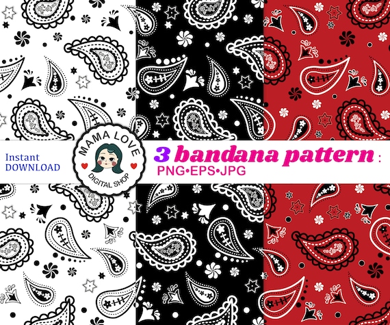 3 Seamless Bandana Pattern01 transparent Background PNG - Etsy