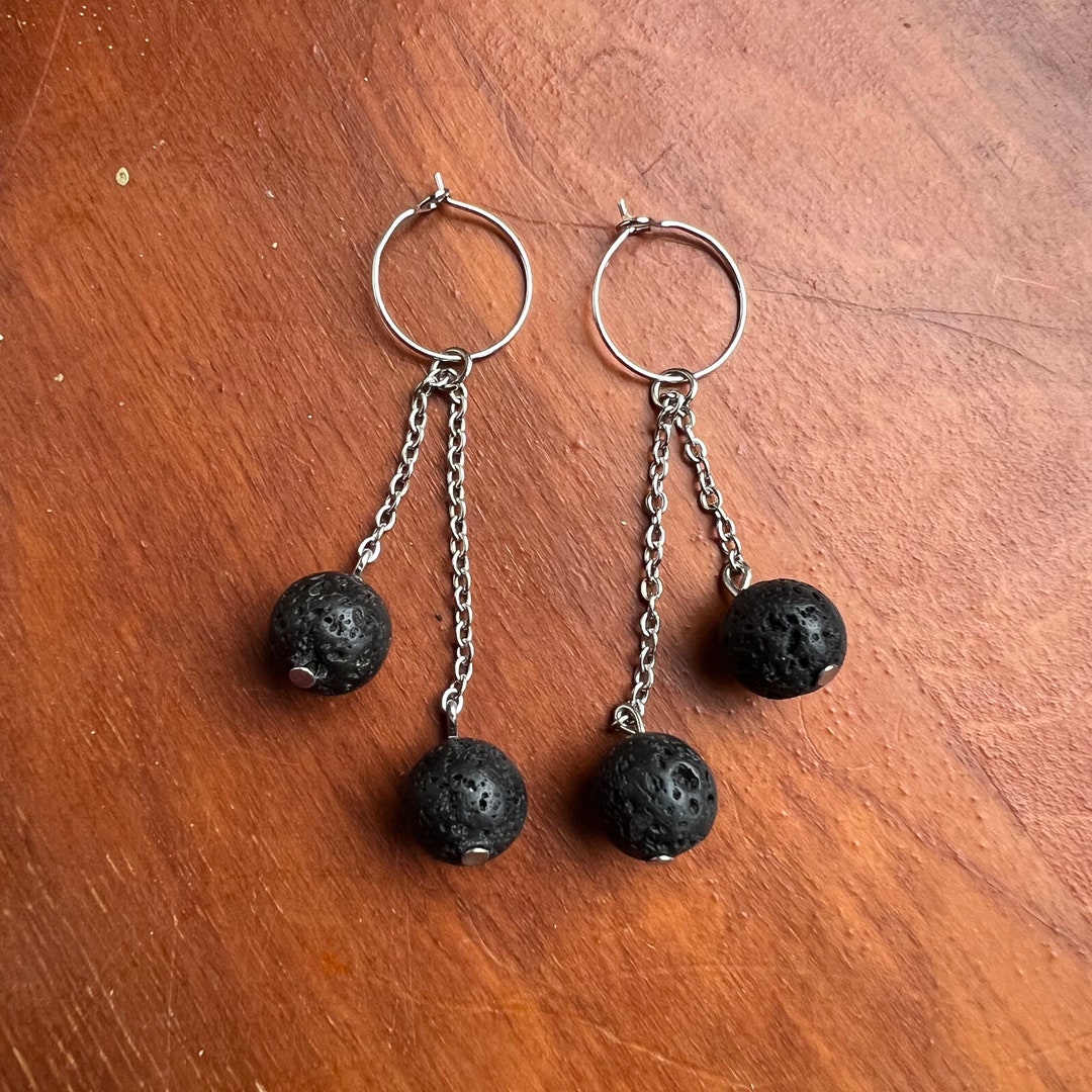 Round Lava Stone Fidget Friendly Earrings - Etsy