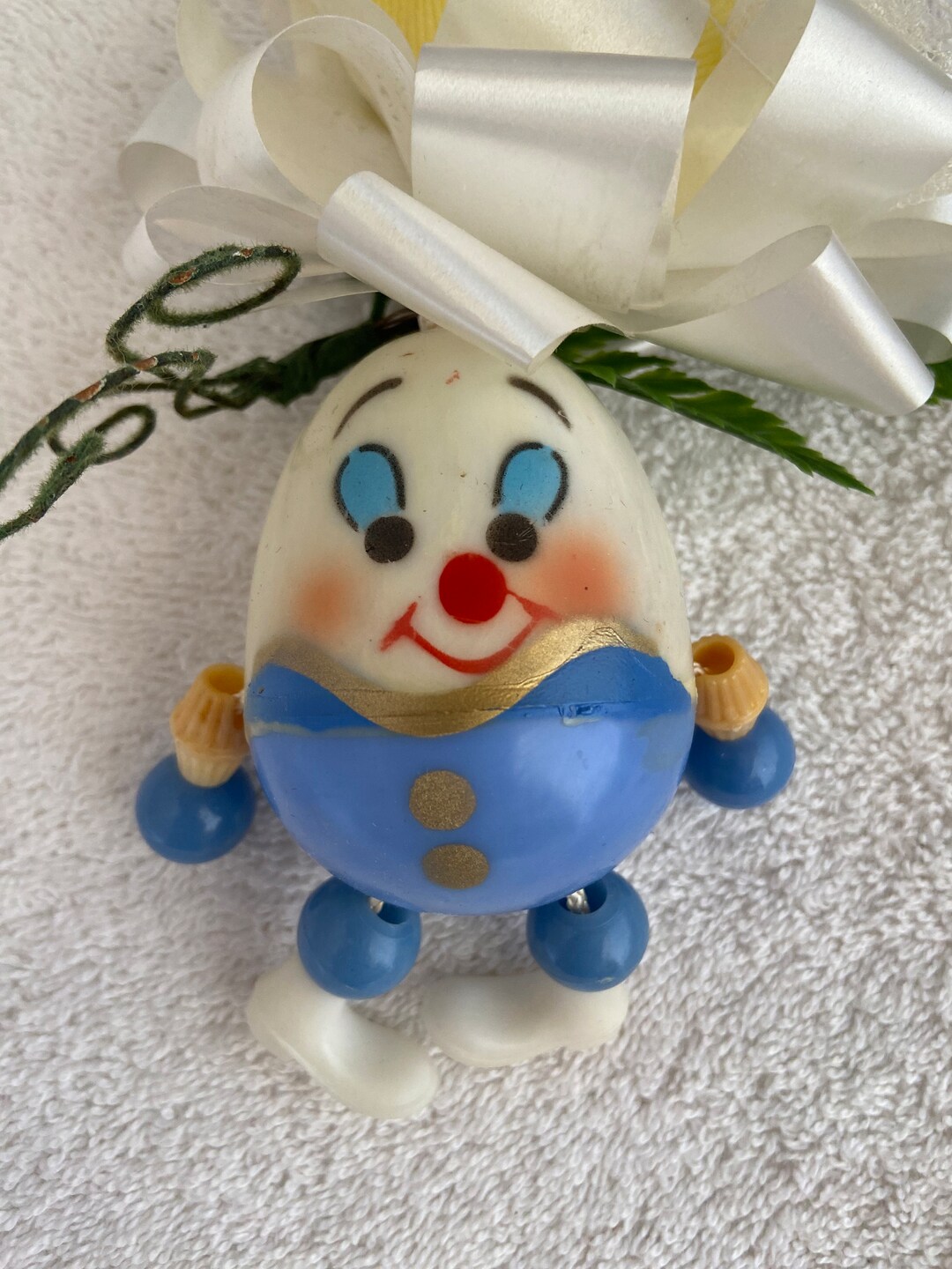 Vintage Celluloid Humpty Dumpty Baby Crib Toy Shower Corsage Booties ...