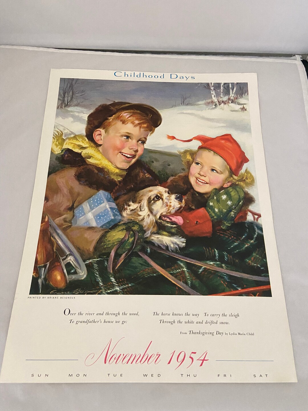 12 Rare 1954 CHILDHOOD DAYS Dismantled Frameable Calendar - Etsy