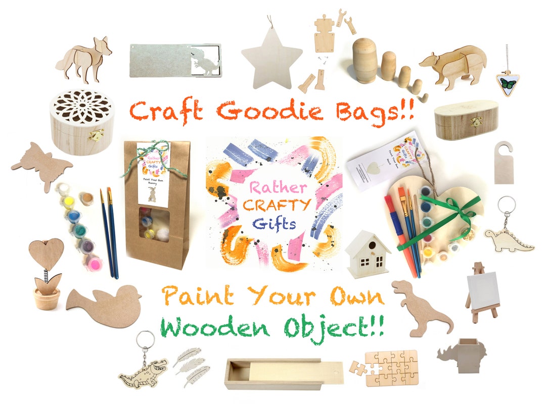 Mini Craft Painting Kit, Wood Object With Paints & Brushes - Great ...