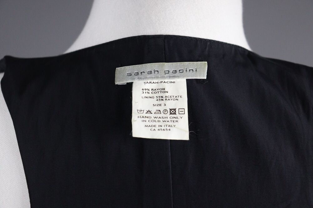 SARAH PACINI Black Designer Full Zip Front Lagenlook Dress Size 3 - Etsy