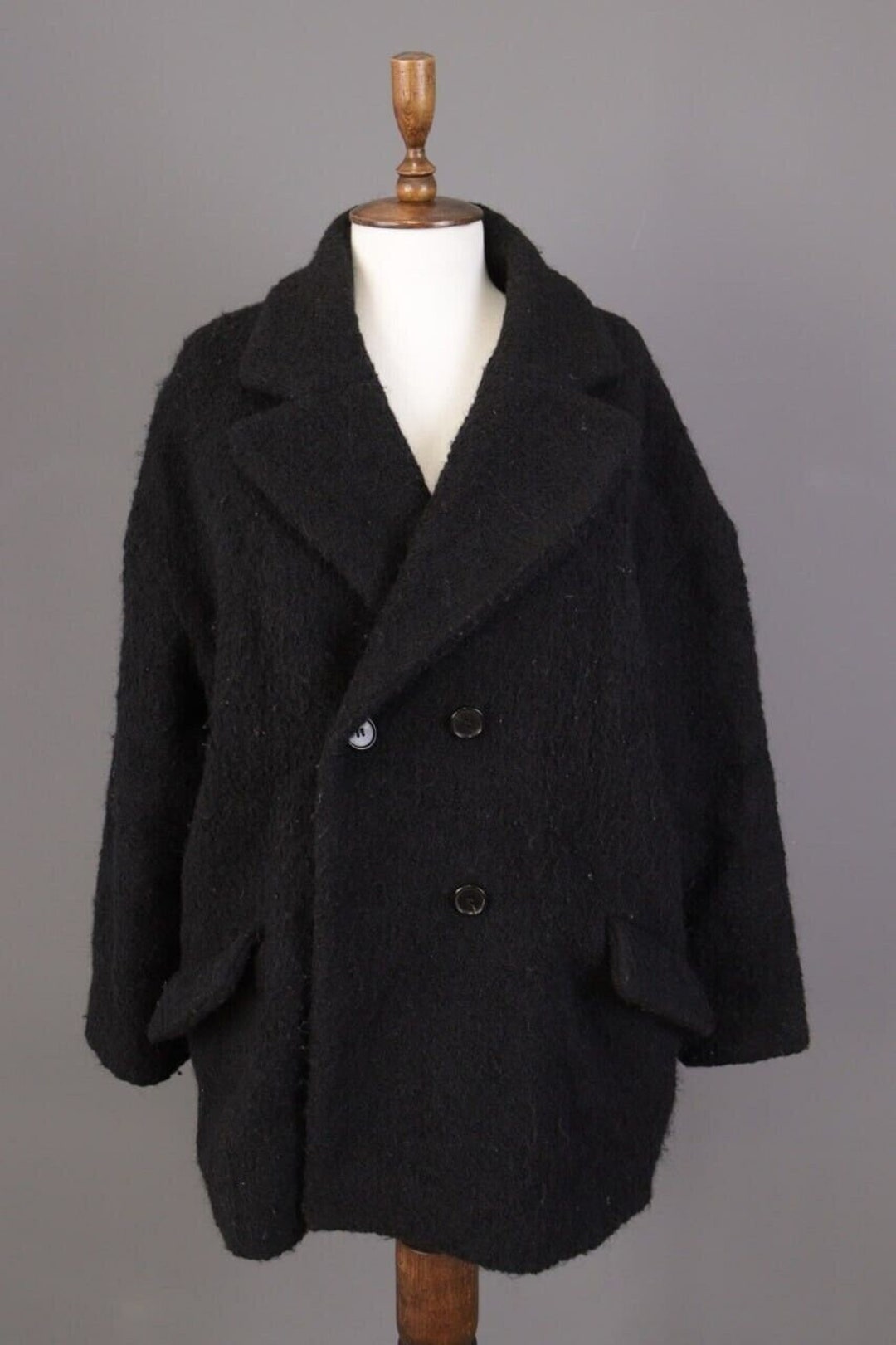 BA&SH Lady Coat Black Double Breast Wool Alpaca Overcoat Jacket Size 2 ...
